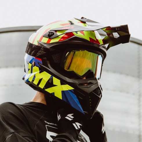 IMX FMX-02 Offroadowy Kask Motocyklowy Black/Fluo Yellow/Blue/Fluo Red